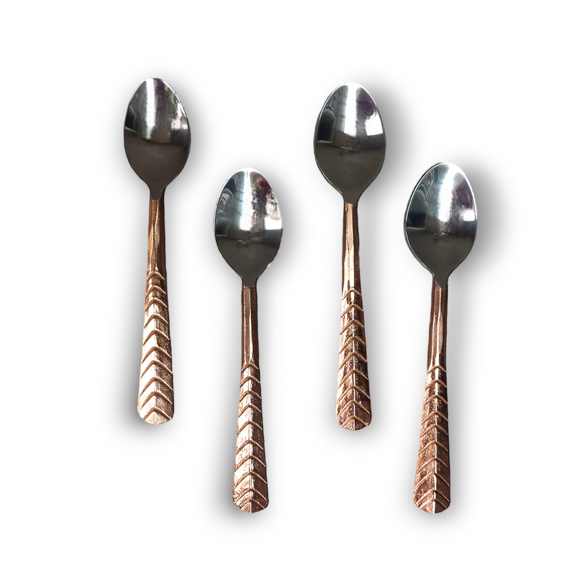 4 Piece Hema Rustic Rose Gold Handcrafted Stainless Steel Teaspoons | Anav