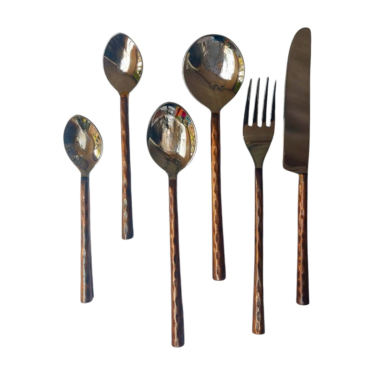 6 Piece Copper and Stainless Steel Cutlery set - Sample | Anav