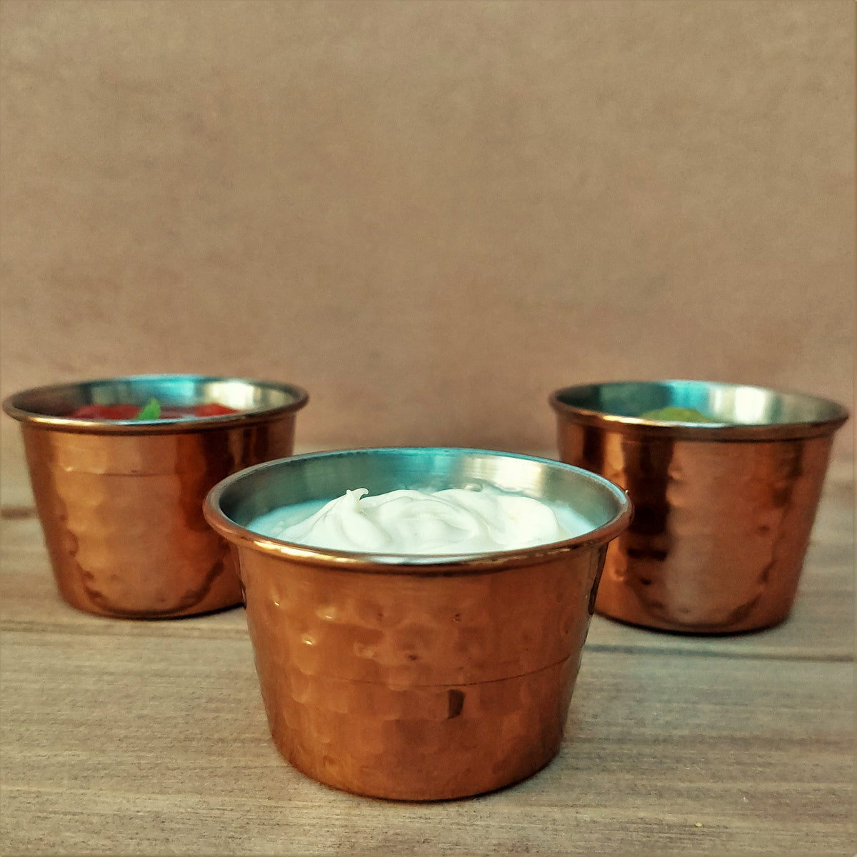 Set of 3 Katori Copper Hammered Dipping Bowls (with or without Tray) | Anav