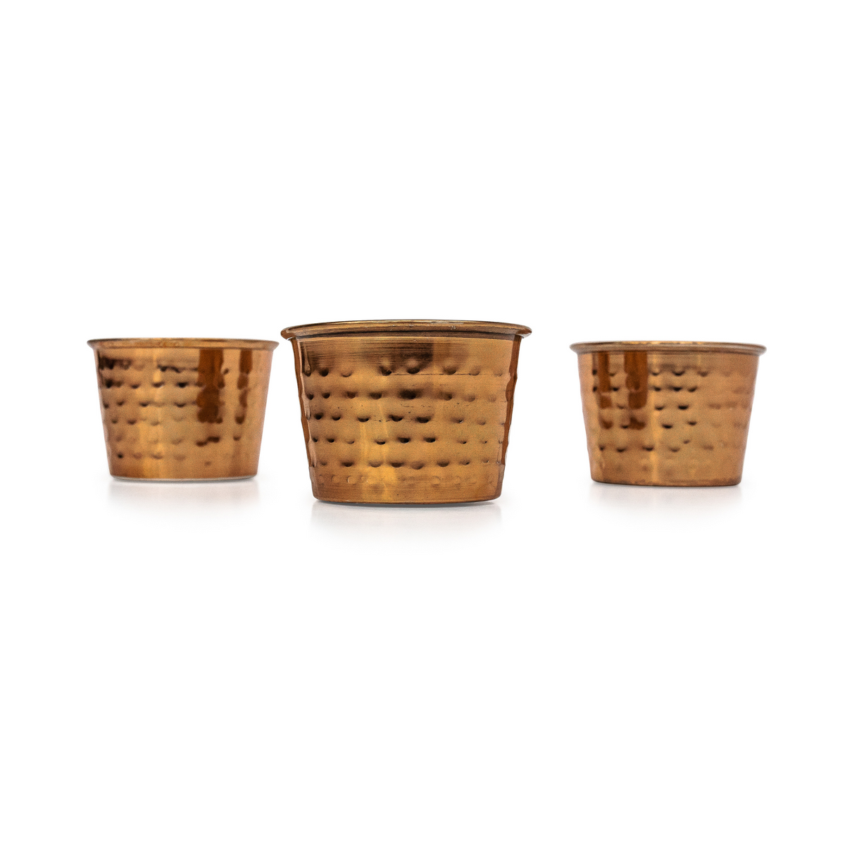 Set of 3 Katori Copper Hammered Dipping Bowls (with or without Tray) | Anav