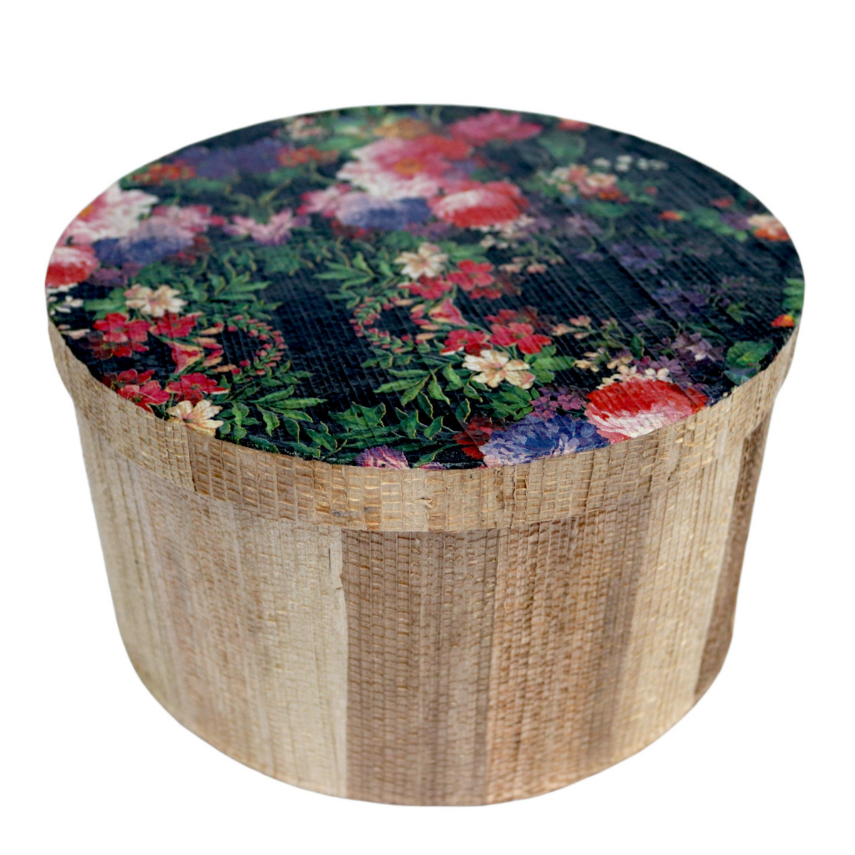 Kela Round Storage box - Black Flowers | Anav