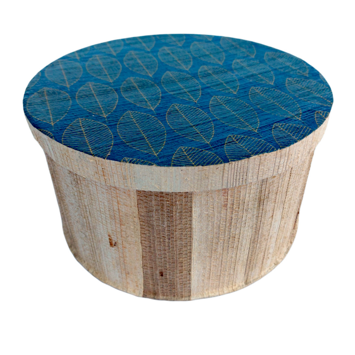 Kela Round Storage box - Blue & Gold Leaves | Anav